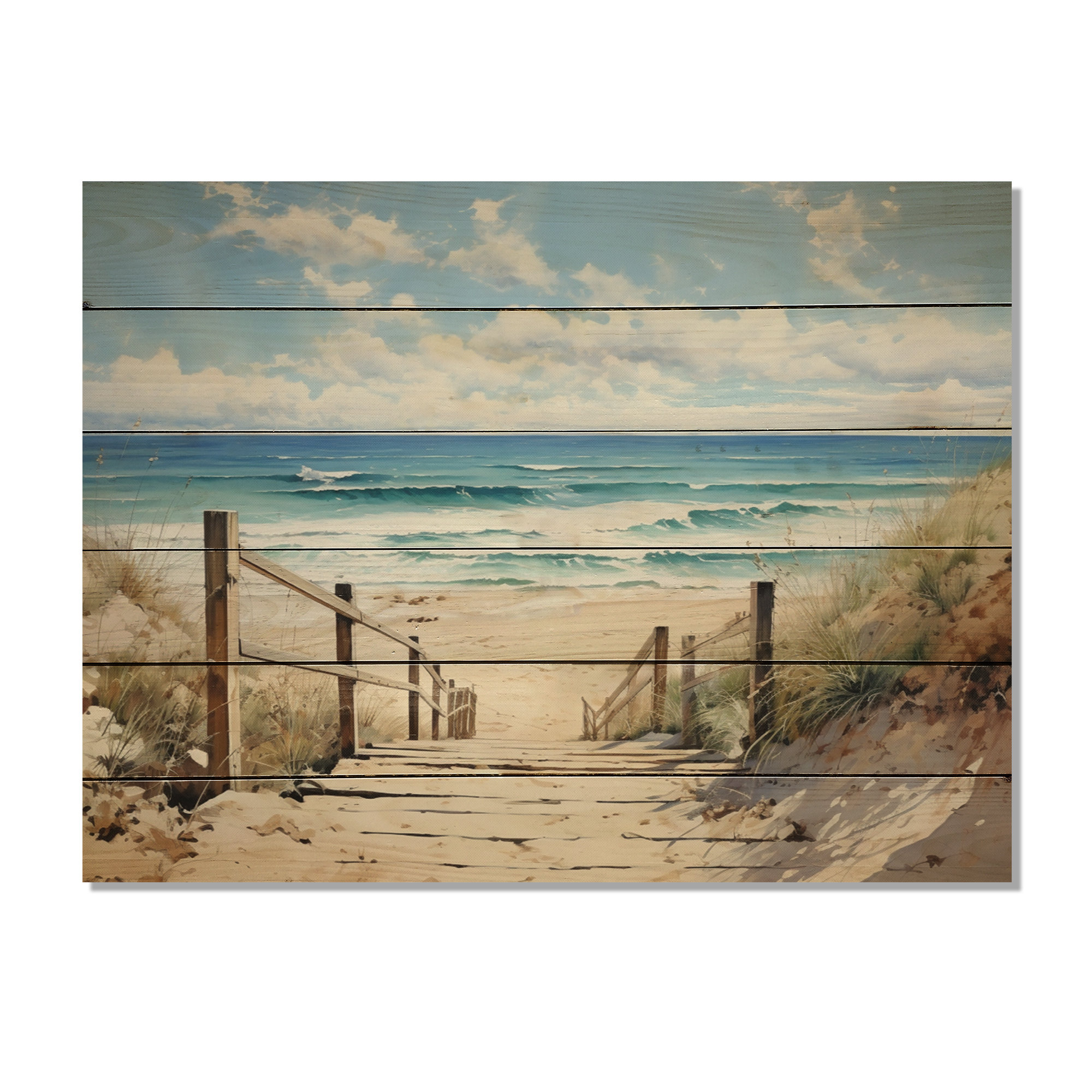 Dovecove Barcomb Coastalbeachsand Sandy Serenity Pointillism I On Wood ...