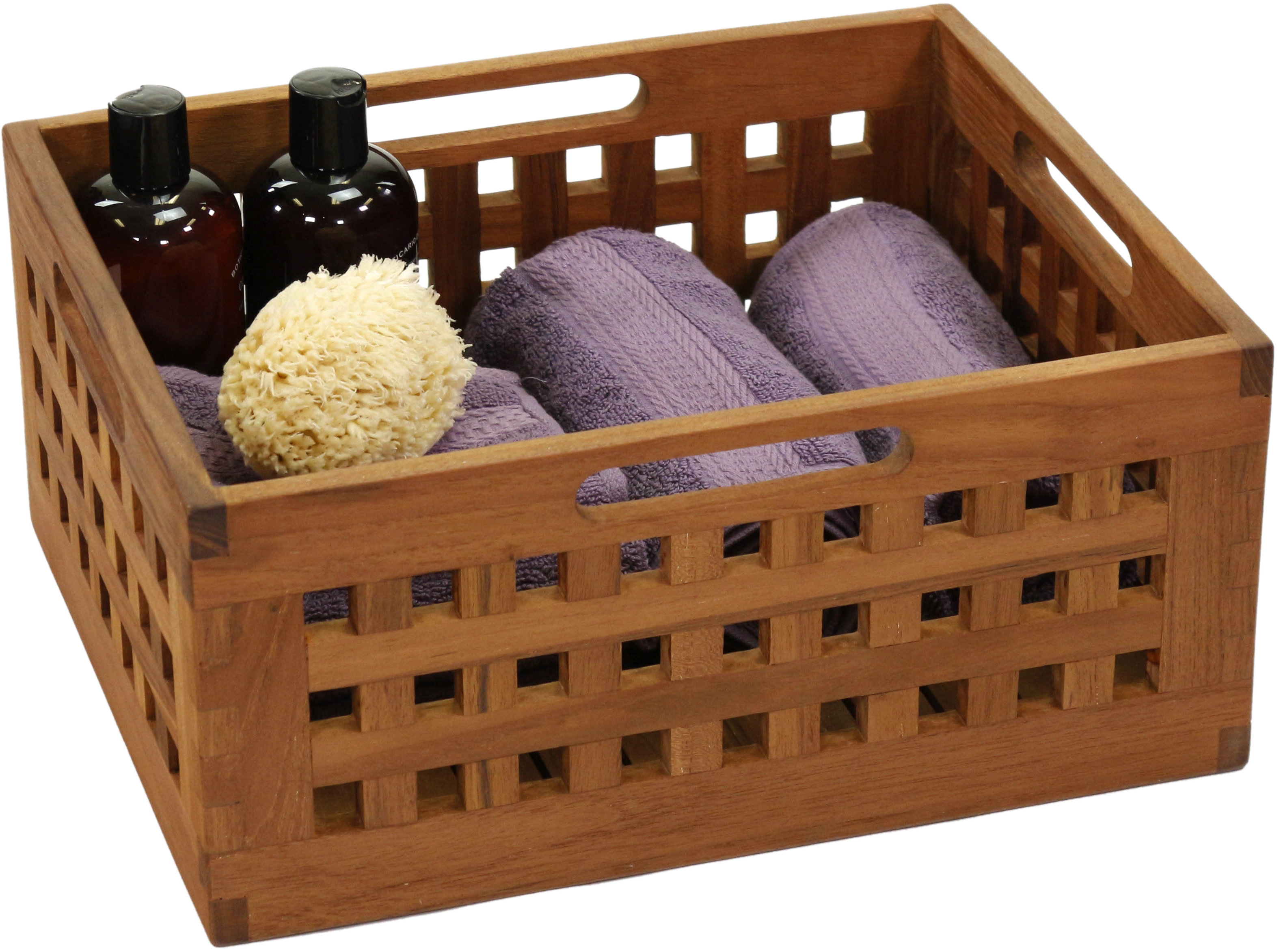 Aqua Teak 10" Grate Large Size Teak Storage Bin & Reviews | Wayfair