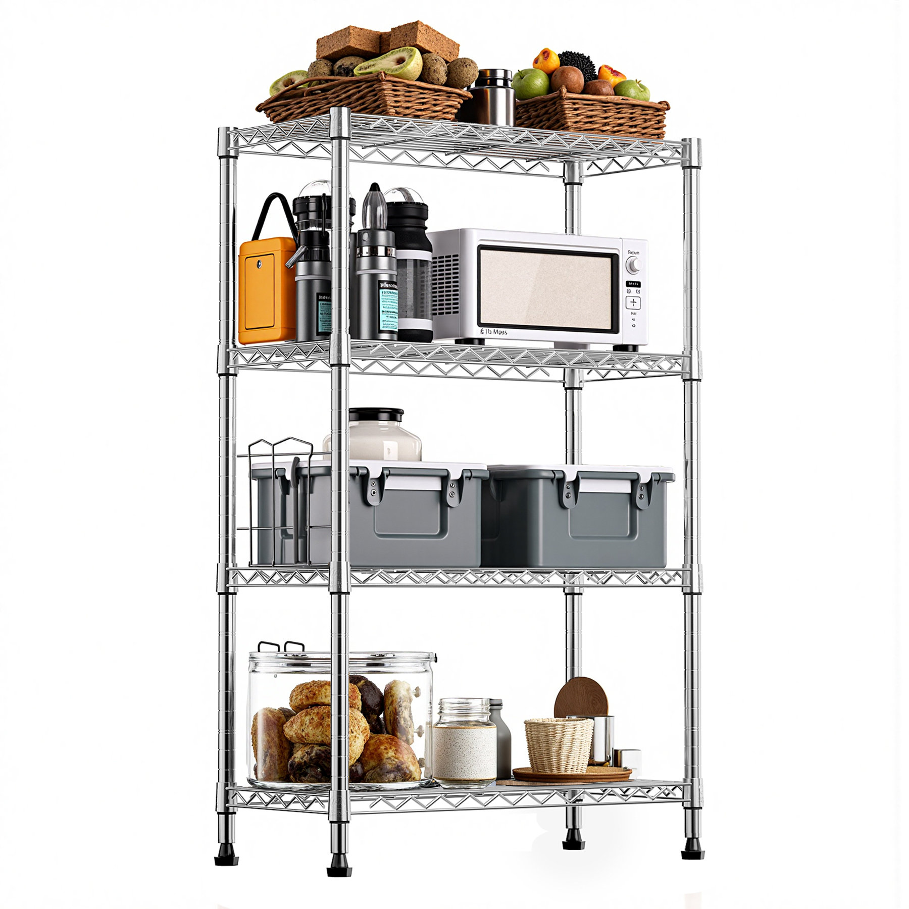 Rebrilliant Storage Shelving 4-Tier Utility Shelving Unit Steel ...