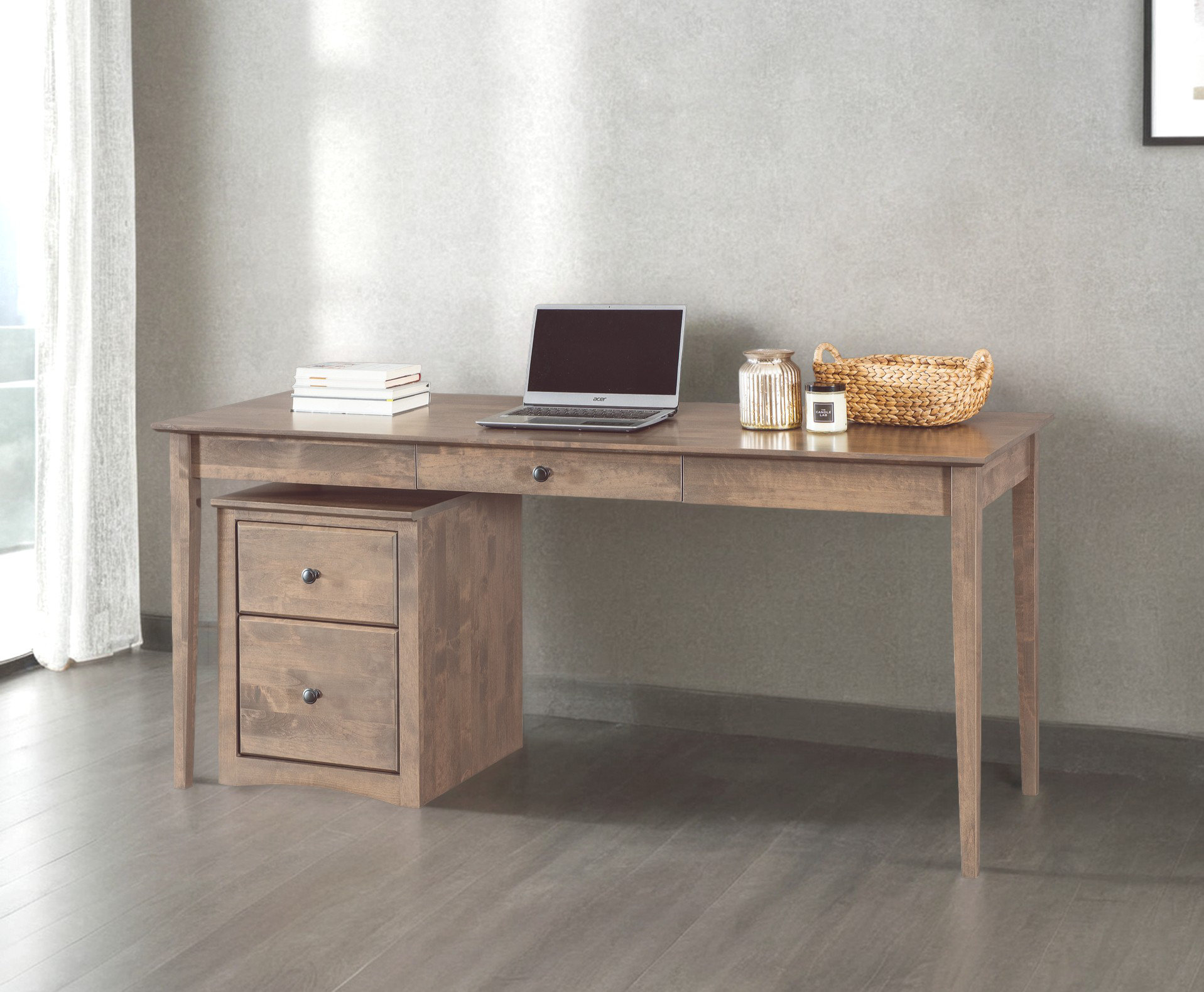Lark Manor™ Solid Wood Large Writer's Desk With Mobile File Cabinet ...