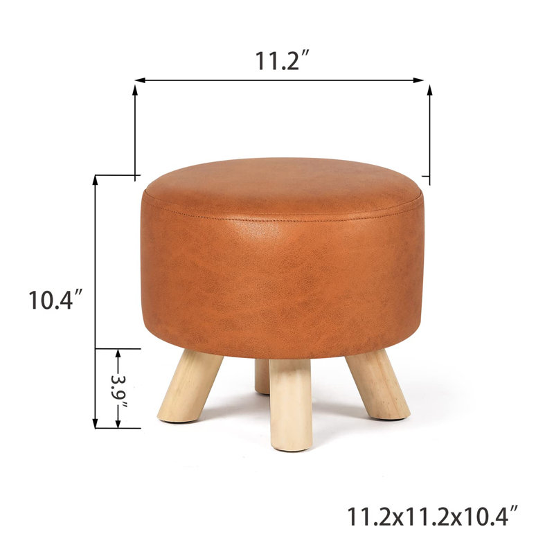 Corrigan Studio® Small Round Ottoman Foot Rest Stool Fabric Padded Seat ...