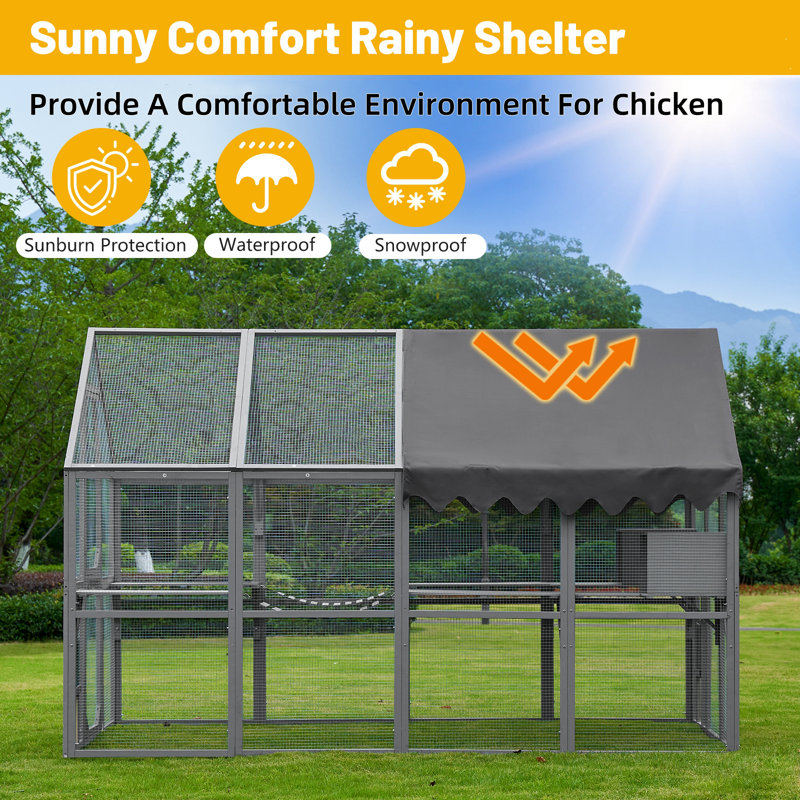 Tucker Murphy Pet™ Large Wooden Outdoor Chicken, Cat Run 110" Large Hen ...