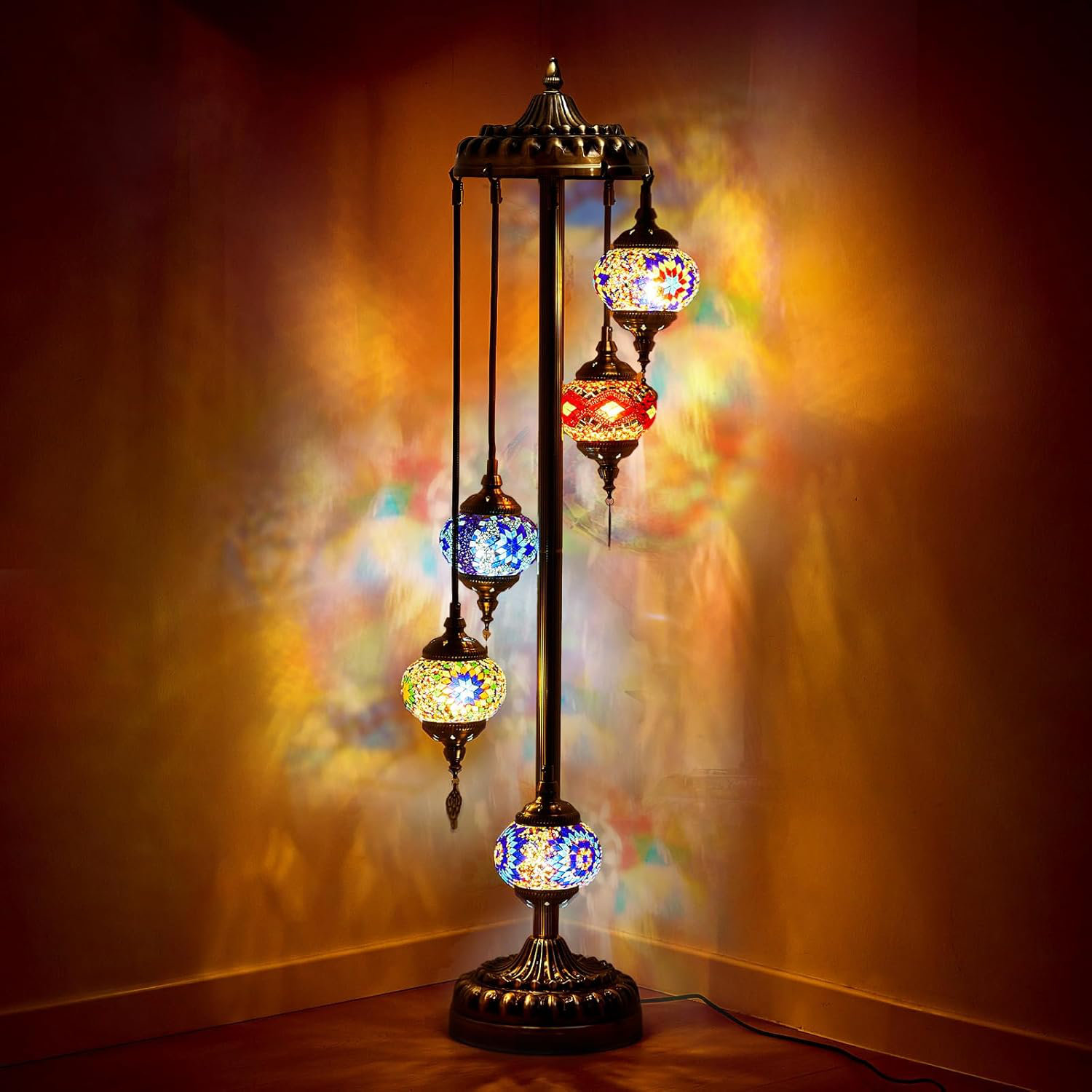 Bloomsbury Market Handmade Turkish Moroccan Floor Lamp With 5 Globes ...