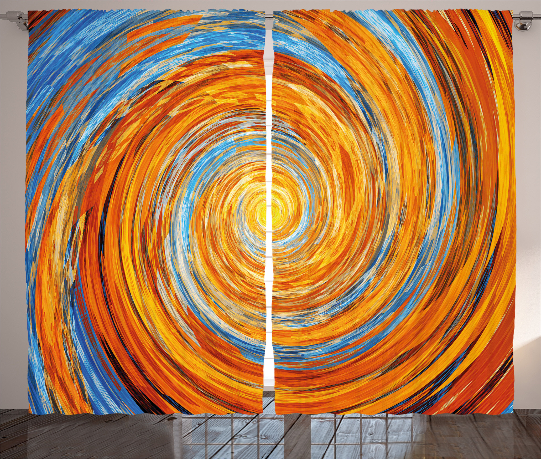 East Urban Home Vortex Spiral Rotary Chaotic Abstract Semi-Sheer Rod ...