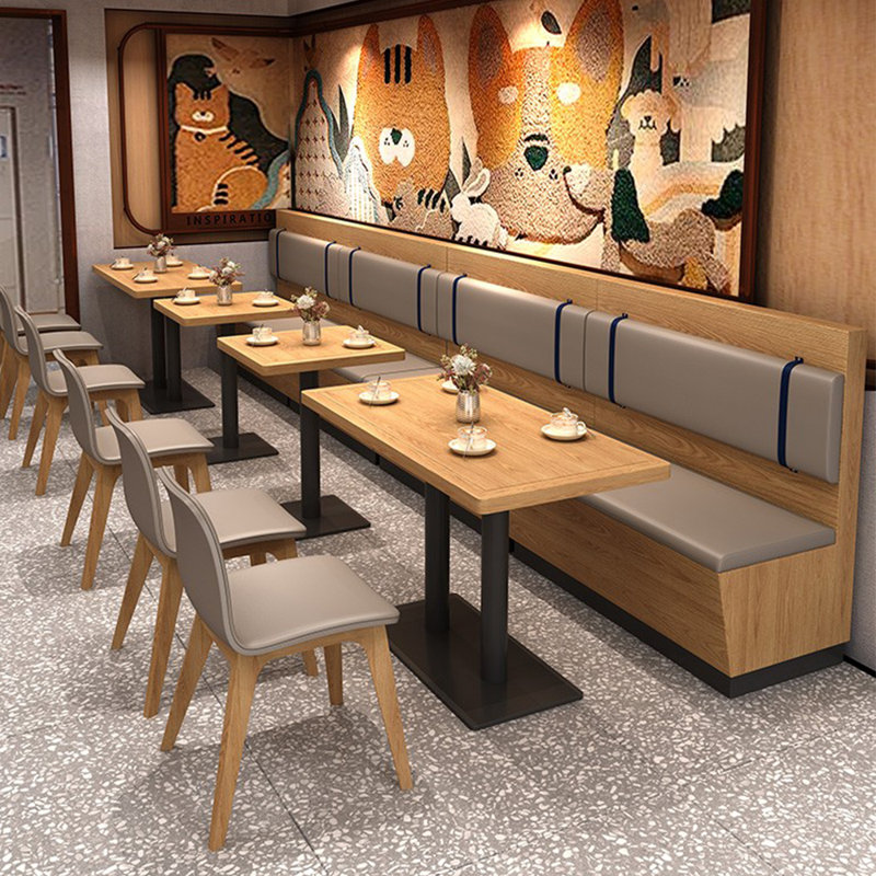Canadian Linen Modern Simple Cafe Benches Faux Leather Upholstered ...