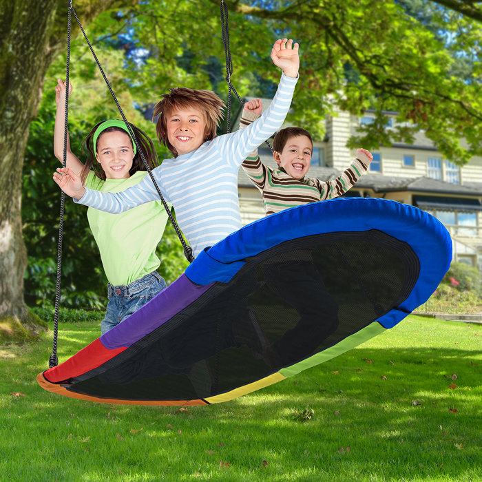 Sorbus Saucer Tree Swing 40'' Blue/Black/Red Web/Saucer Swing & Reviews ...