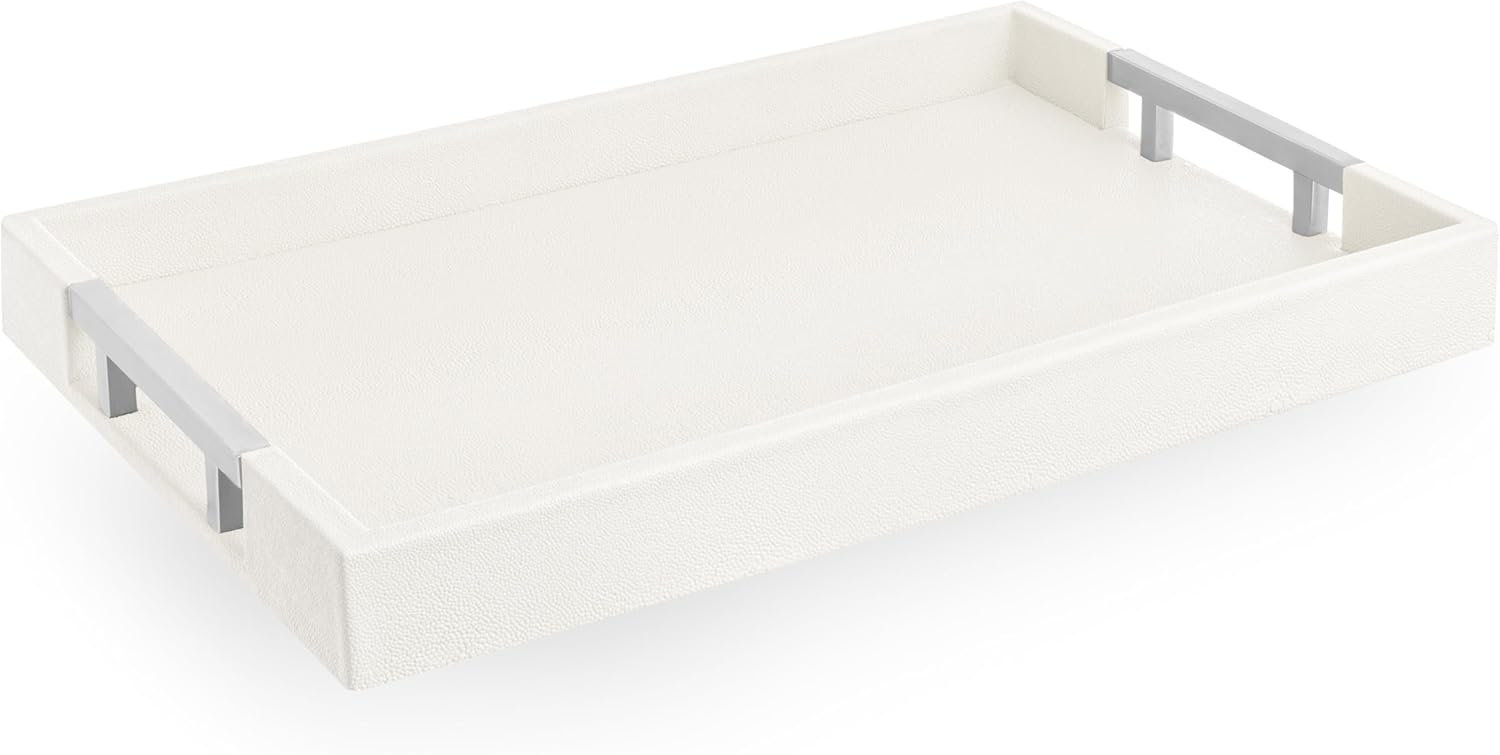 Latitude Run® 18"X12"Glossy Shagreen Faux Leather Decorative Tray ...