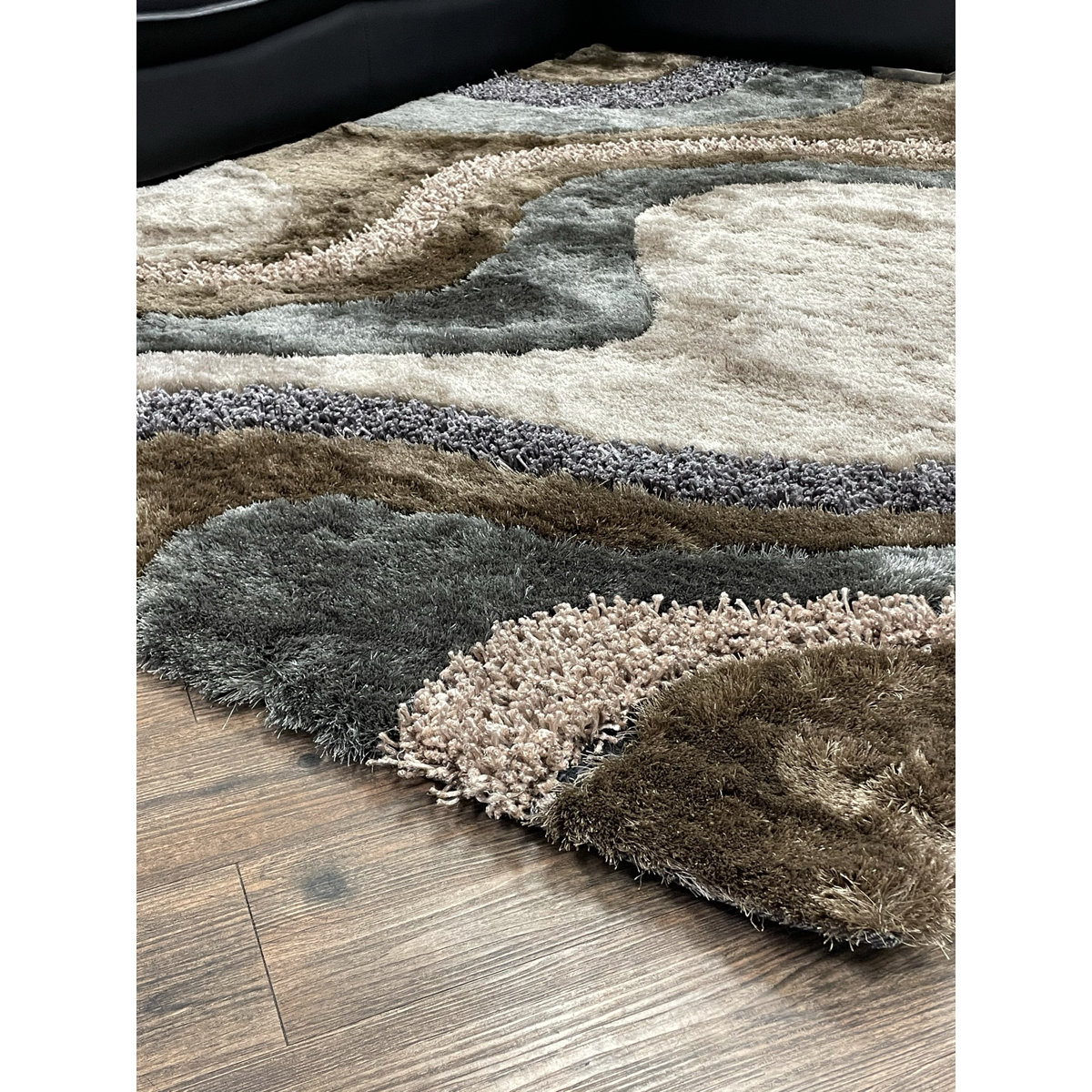 Orren Ellis Spencer Abstract Handmade Tufted Beige/Gray Area Rug ...