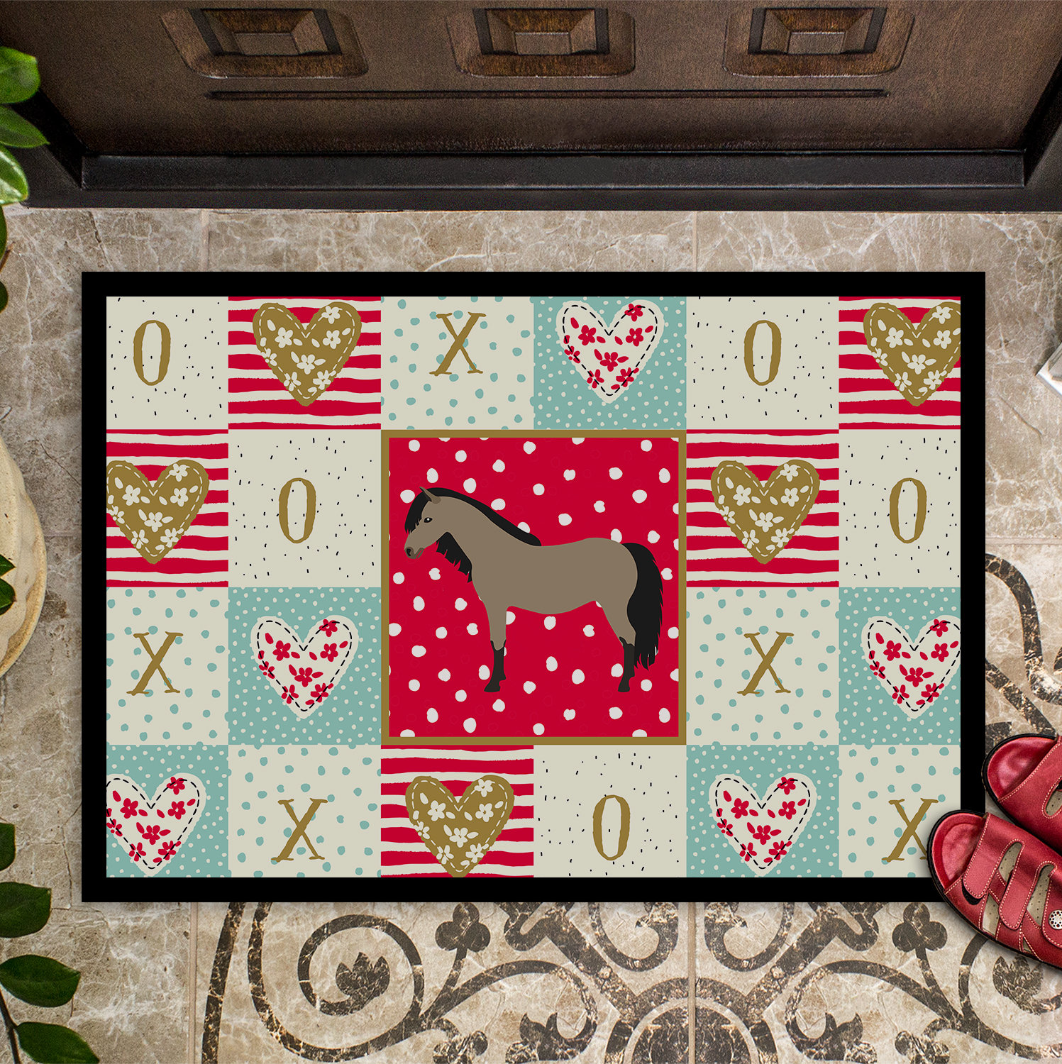 The Holiday Aisle® Coss Welsh Pony. Non-Slip Indoor Outdoor Door Mat ...