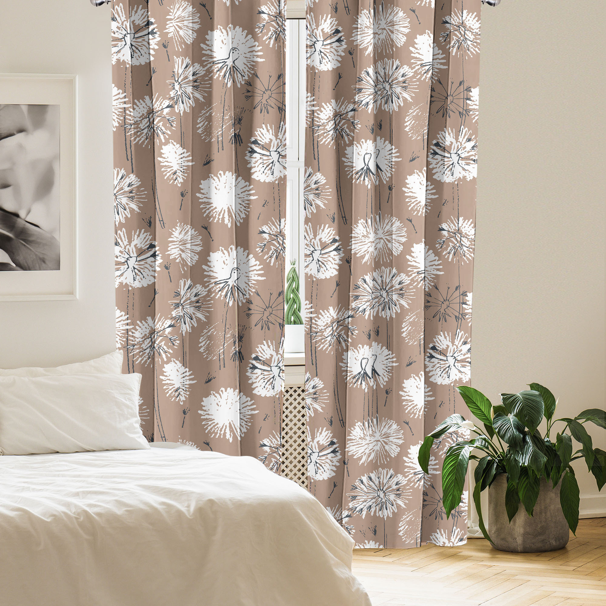 East Urban Home Springtime Curtains Abstract Look Dandelion Pair of ...