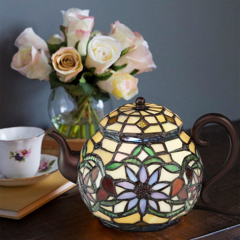 August Grove® Letitia 6.5"H Timeless Teapot-Stained Glass Novelty Lamp ...
