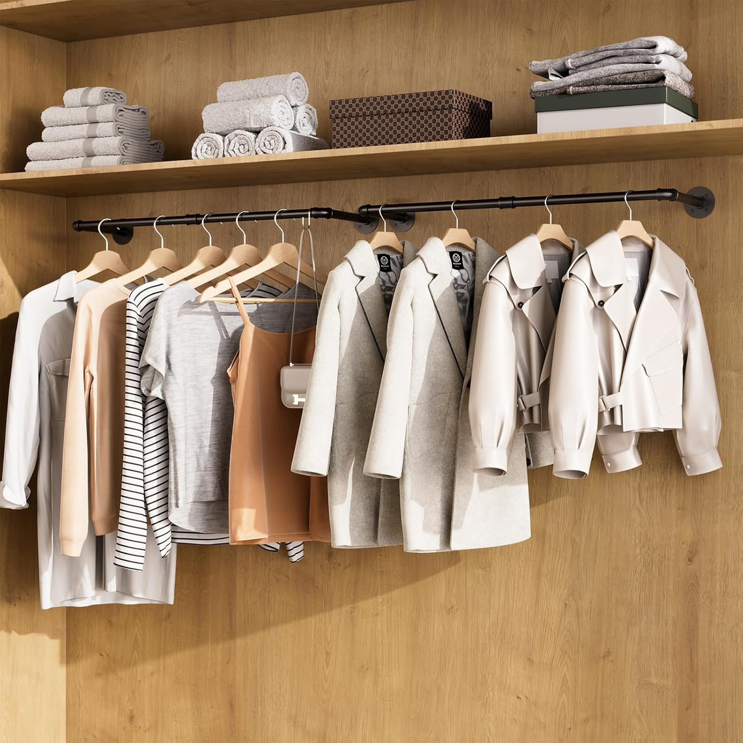 Trent Austin Design® 2 Pc Industrial Pipe Clothes Rack Wall Mounted, 36 ...