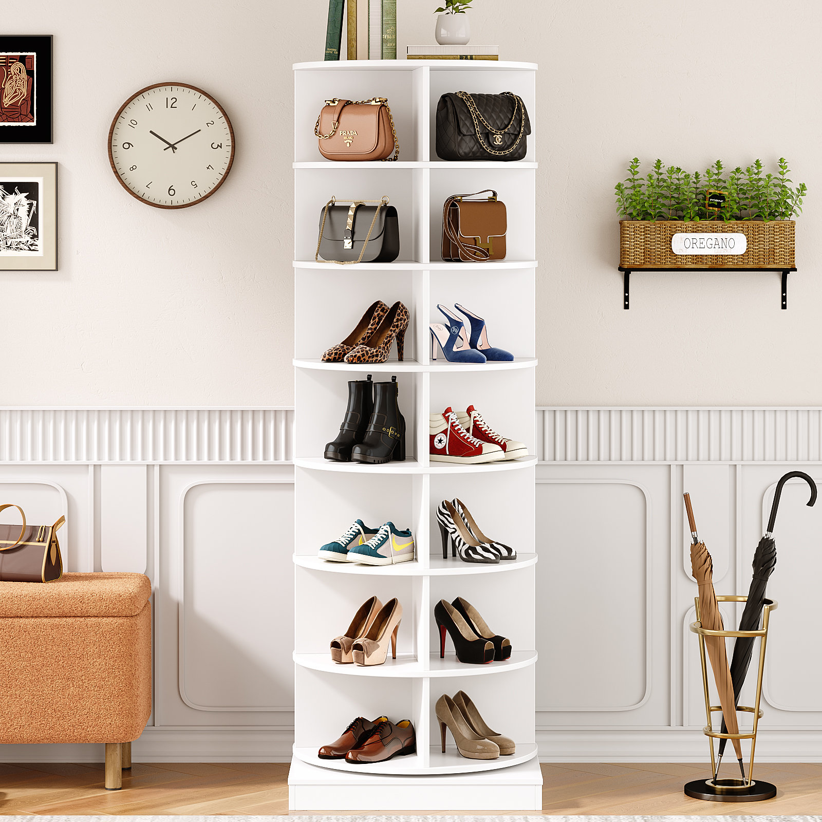 Hokku Designs 7 Tier 360° Rotating Shoe Rack Tower, Revolving Shoe ...