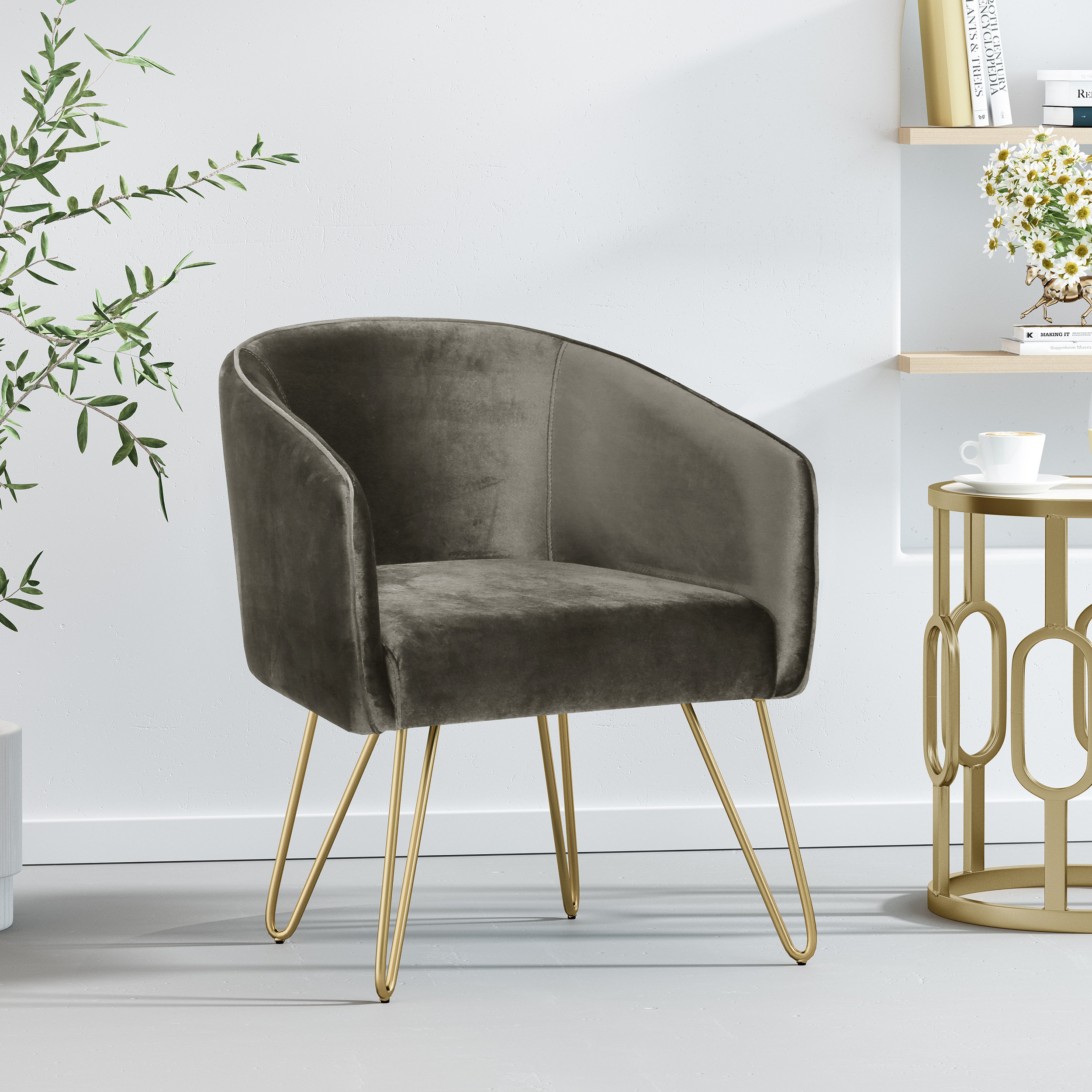 Everly Quinn Velvet Armchair & Reviews | Wayfair