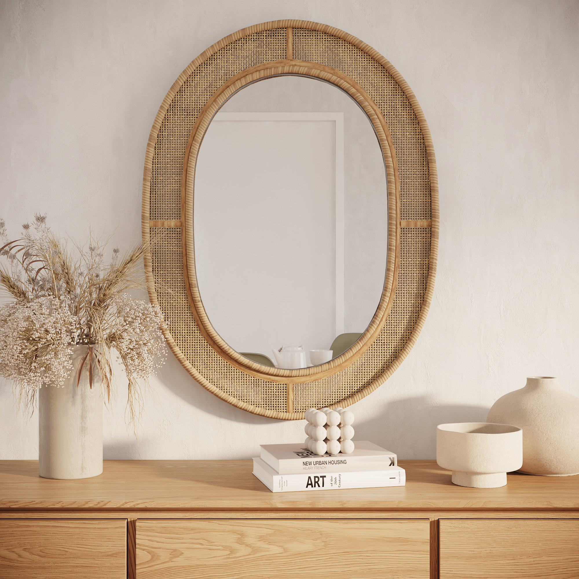 Beachcrest Home™ Brinley Rattan Oval Boho Wall Mirror & Reviews | Wayfair