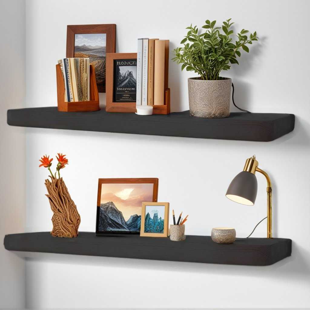 The Twillery Co. Olid Wood Floating Shelves Set Of 2, Warp & Crack ...