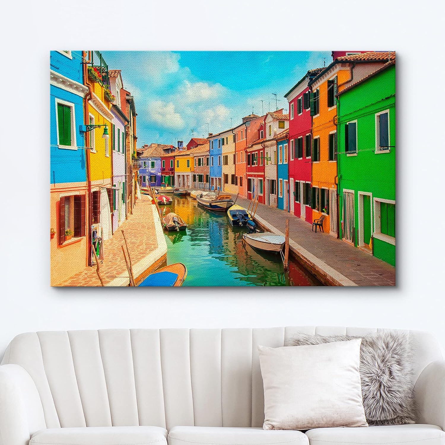 IDEA4WALL Architecture Building Vibrant Neon Venice Italy Canal Homes ...