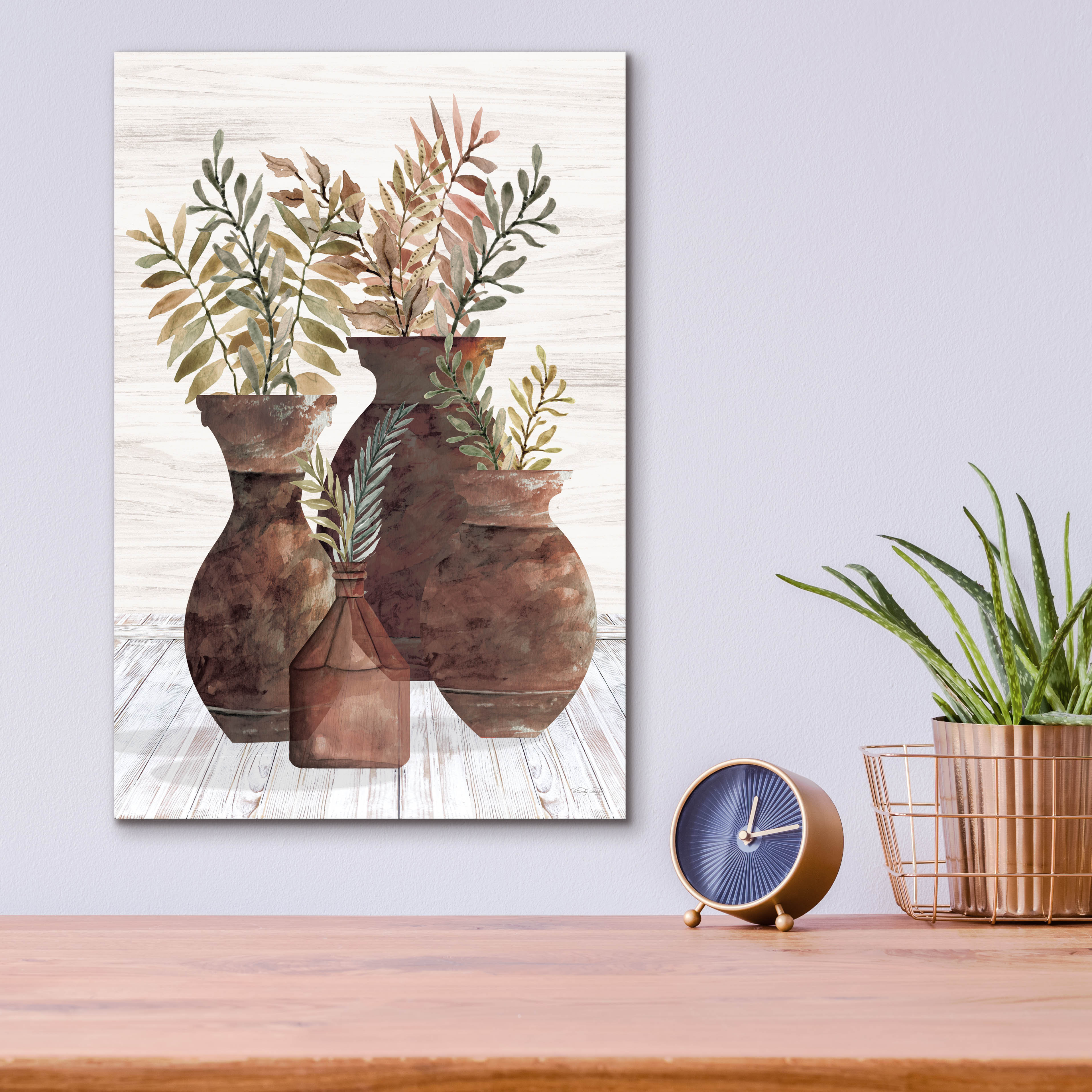 Winston Porter 'Spiced Amber Clay Pots' by Cindy Jacobs Acrylic Glass ...