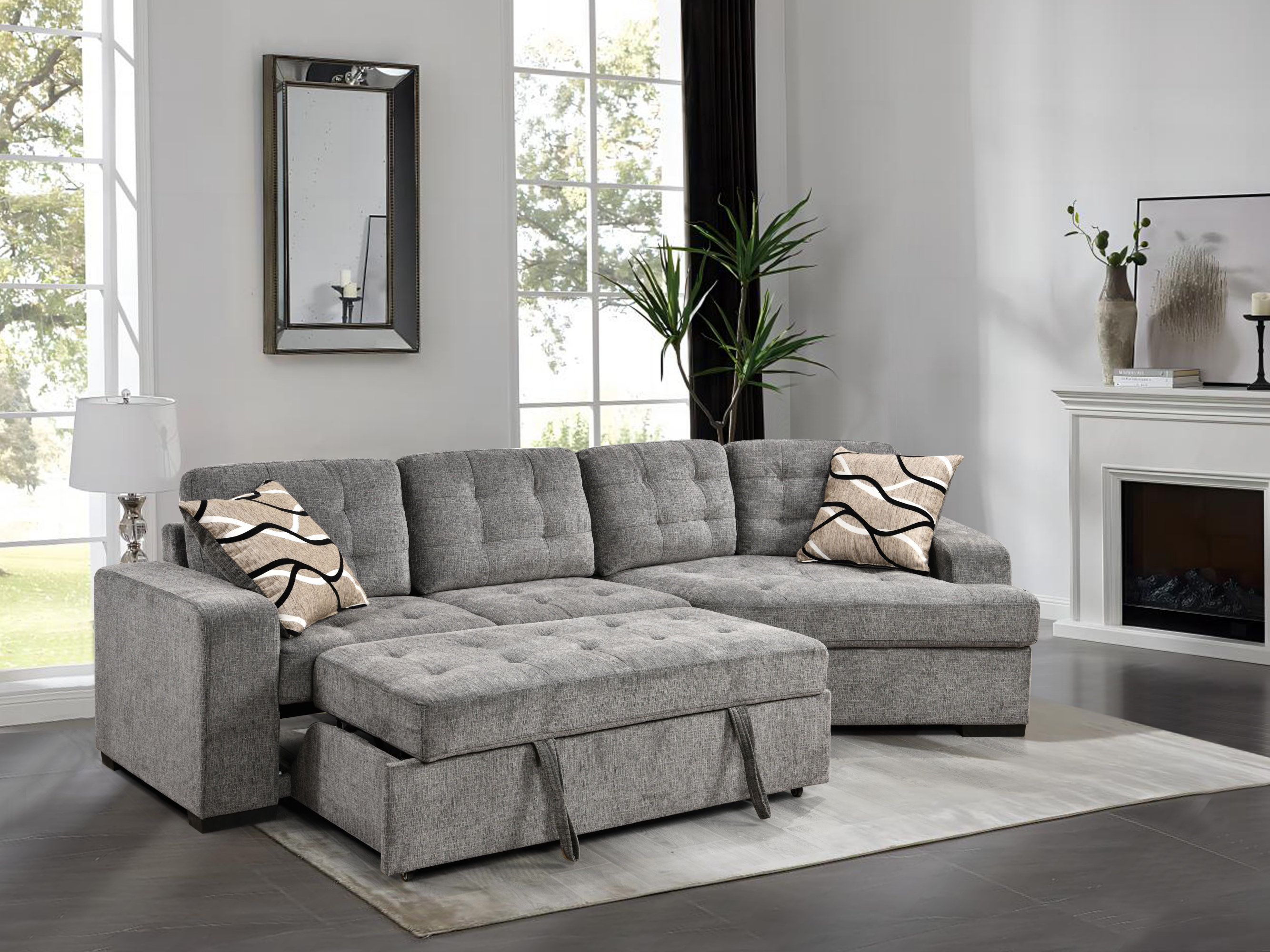 Latitude Run® 122" Wide L-Shaped Corner Sectional Sofa Square Arms ...