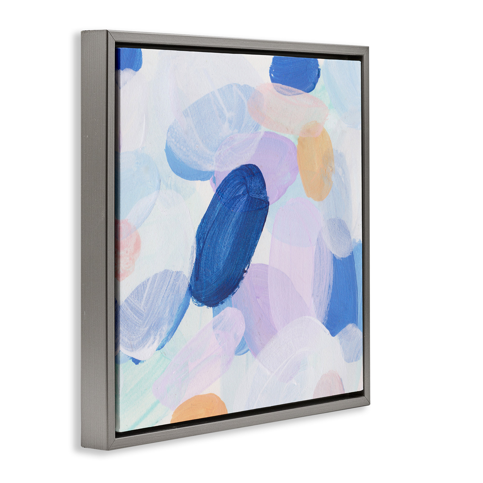 Wrought Studio™ Blue Oblong Paint Strokes Floater Canvas Wall Art by ...