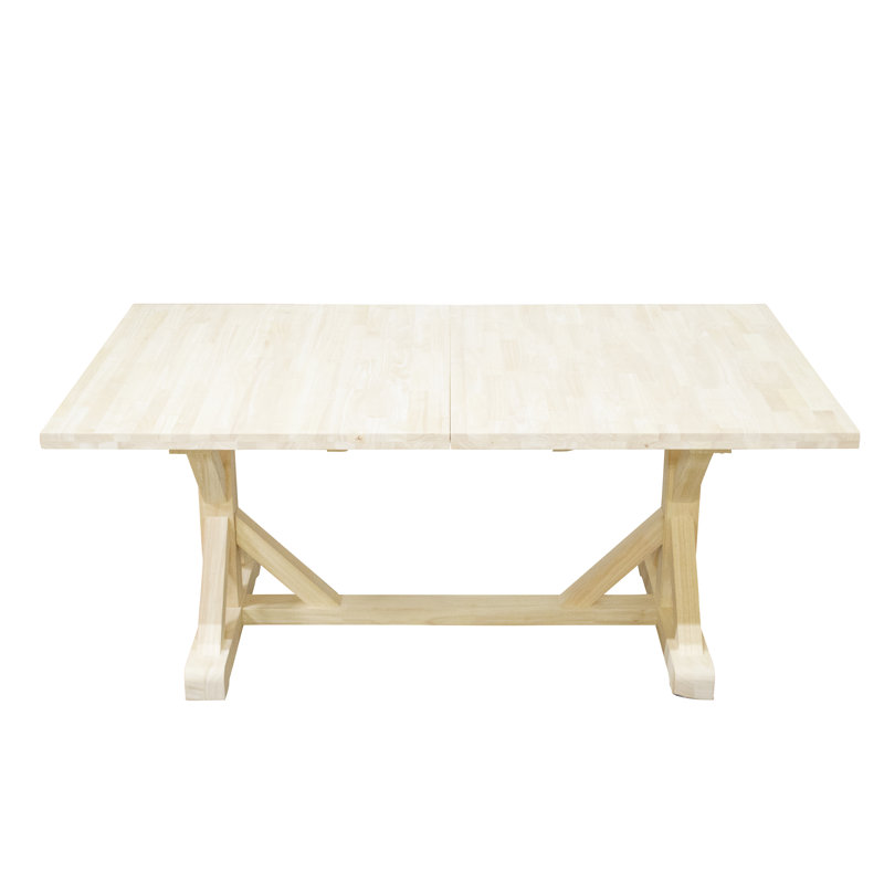Gracie Oaks Tyrrel 72" Rubberwood Solid Wood Trestle Dining Table | Wayfair