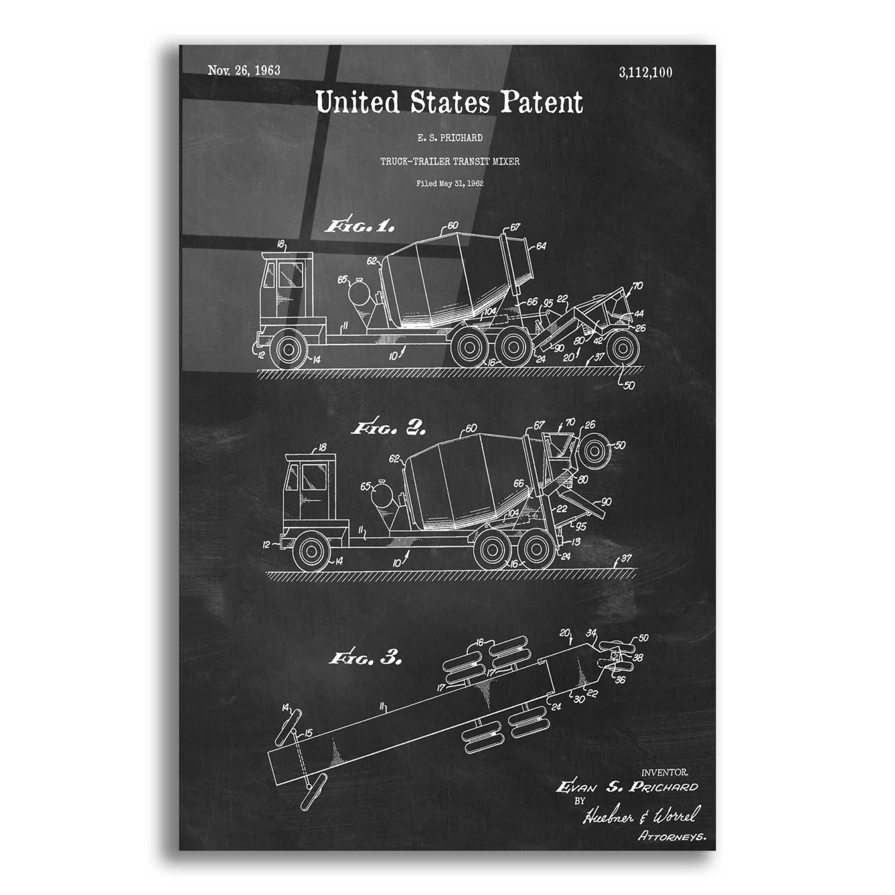 17 Stories «Truck Trailer Transit Mixer», tableau noir breveté ...
