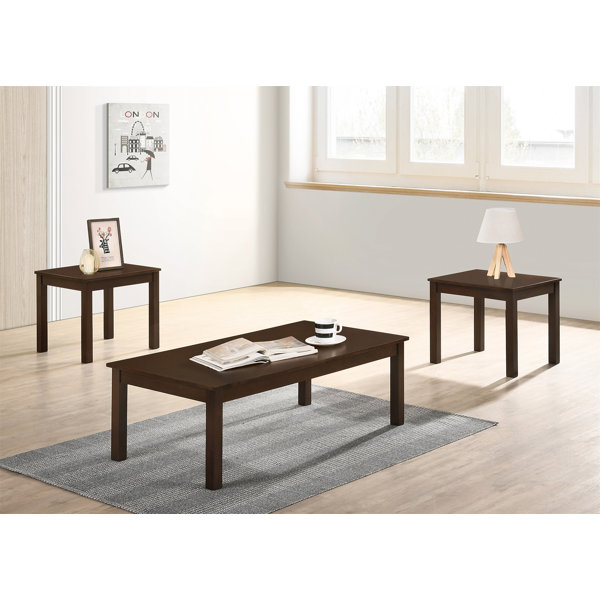 Lark Manor Brown Color Elegant 3Pc Coffee Table Set 1X Coffee Table And ...