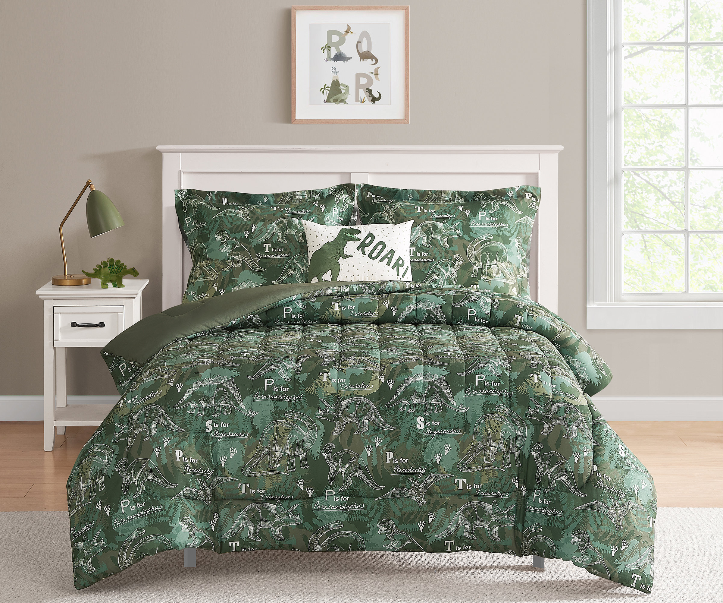 ALEX + BELLA Dino Forest Green Microfiber Comforter Set | Wayfair