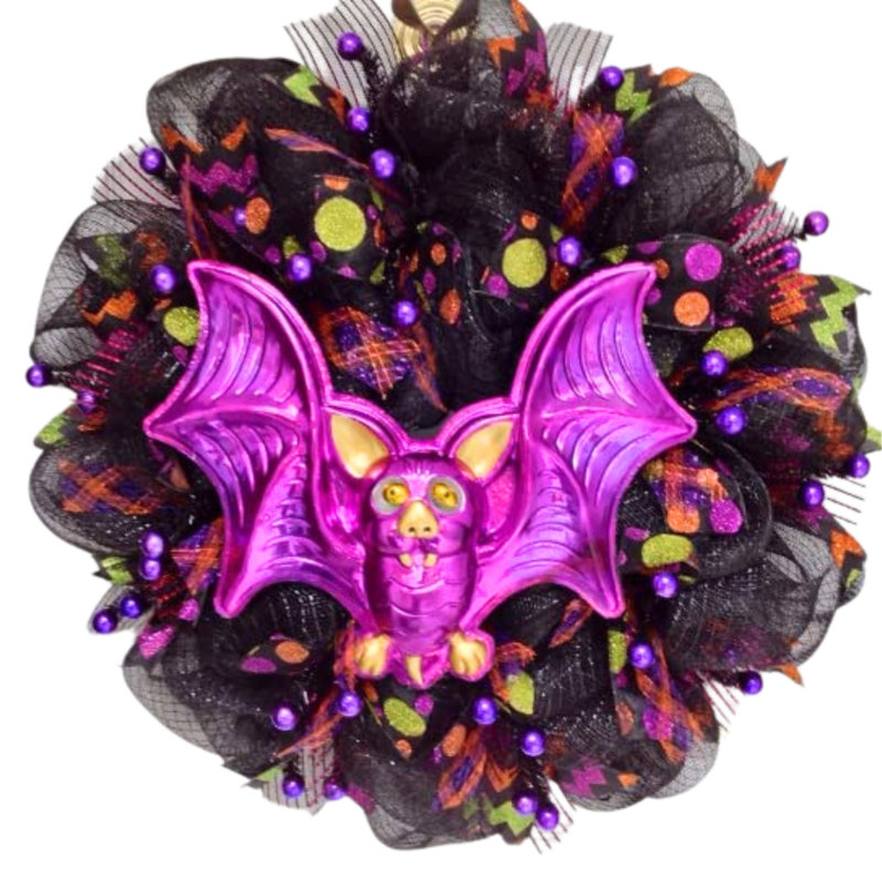 The Holiday Aisle® Halloween Wreath Bat with Moving Eyes | Wayfair