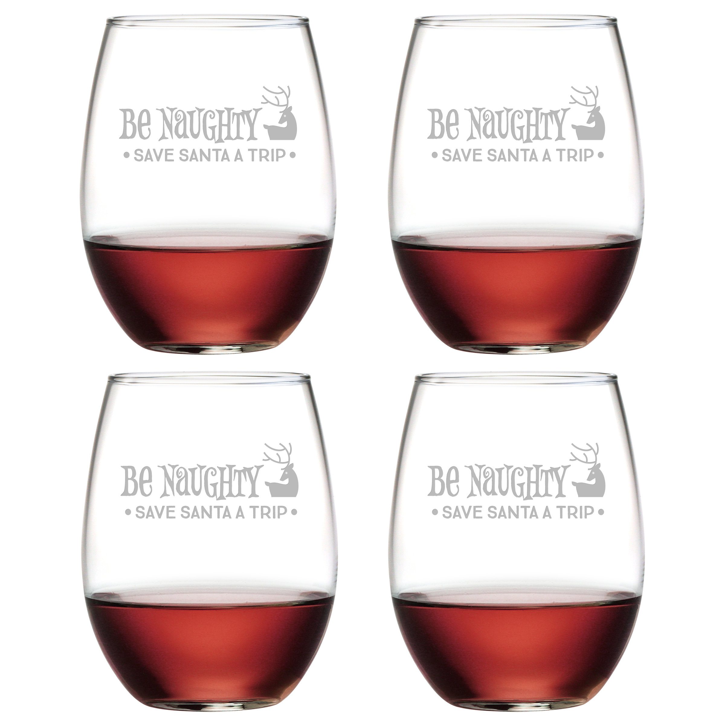The Holiday Aisle® Be Naughty 21 oz. Stemless Wine Glass | Wayfair