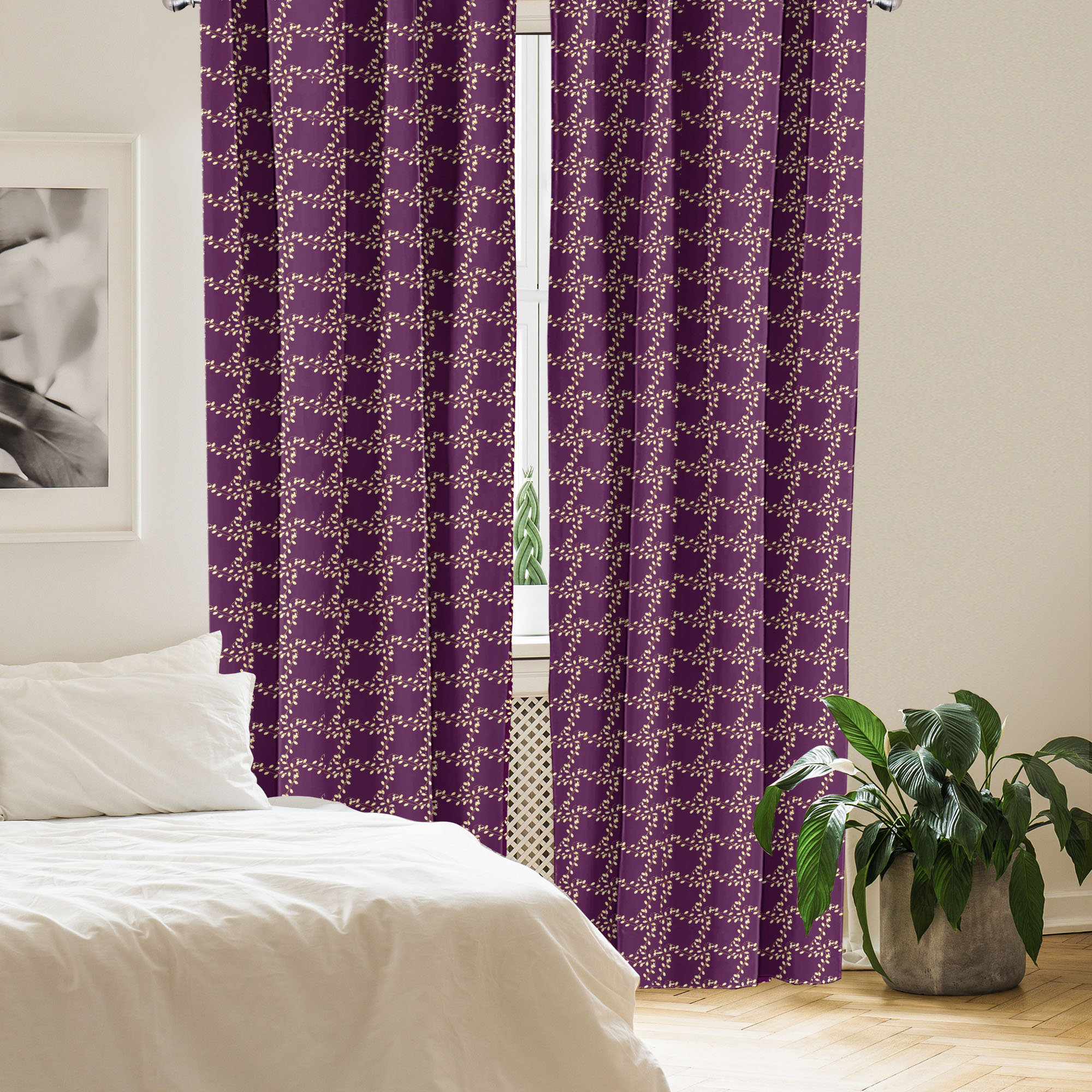 East Urban Home Garden 4-Panel Curtains, Botanical Curling Frame Art ...
