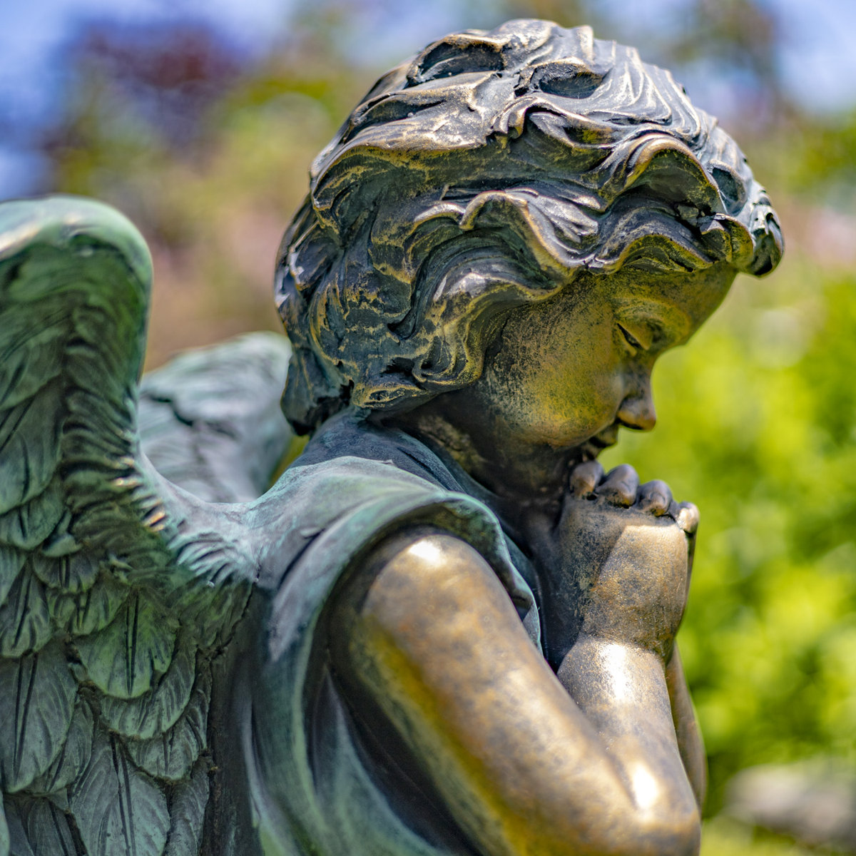 Trinx Sitting and Praying Child Angel Magnesium Garden Statue | Wayfair