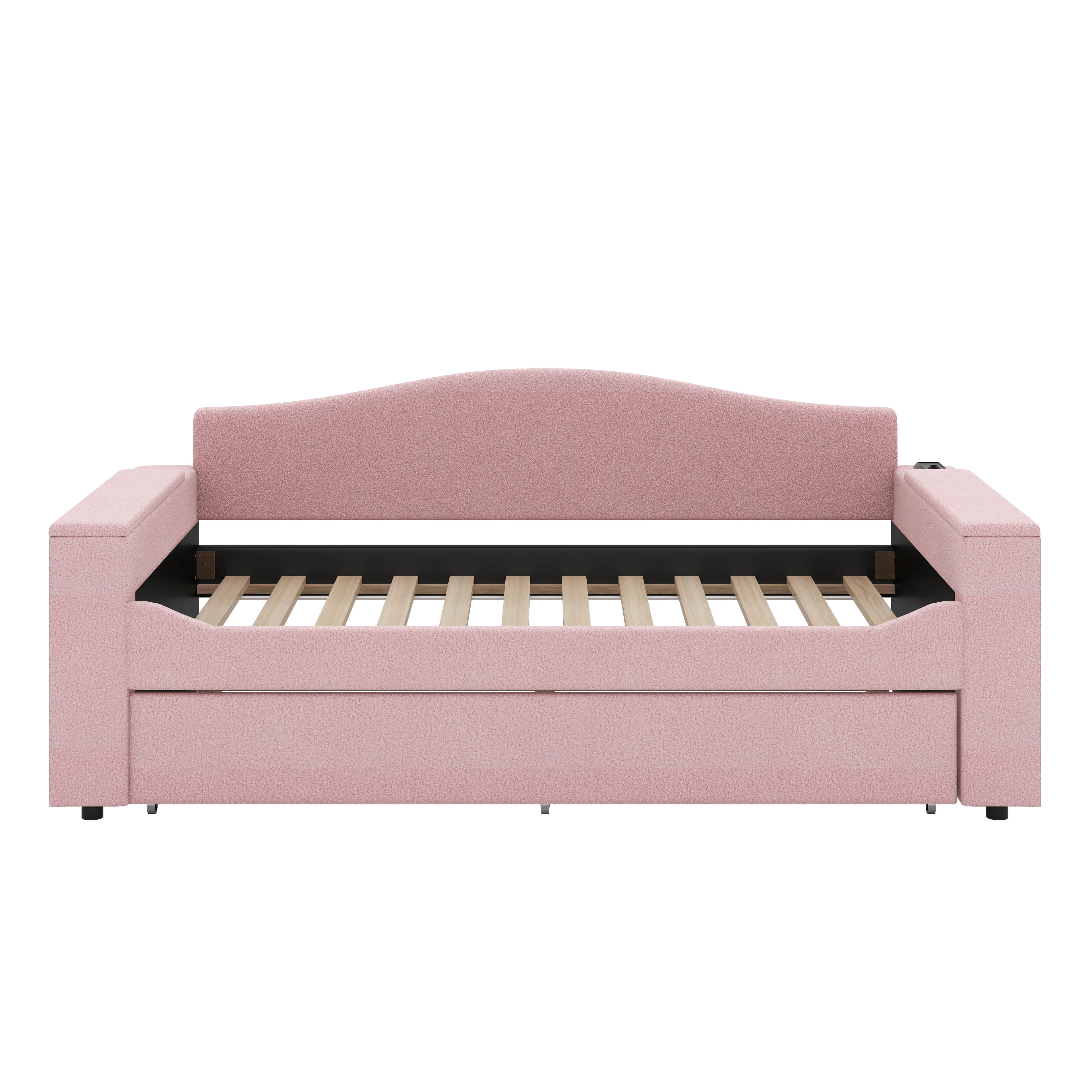 Latitude Run® Twin Size Upholstered Daybed With Storage Armrests ...