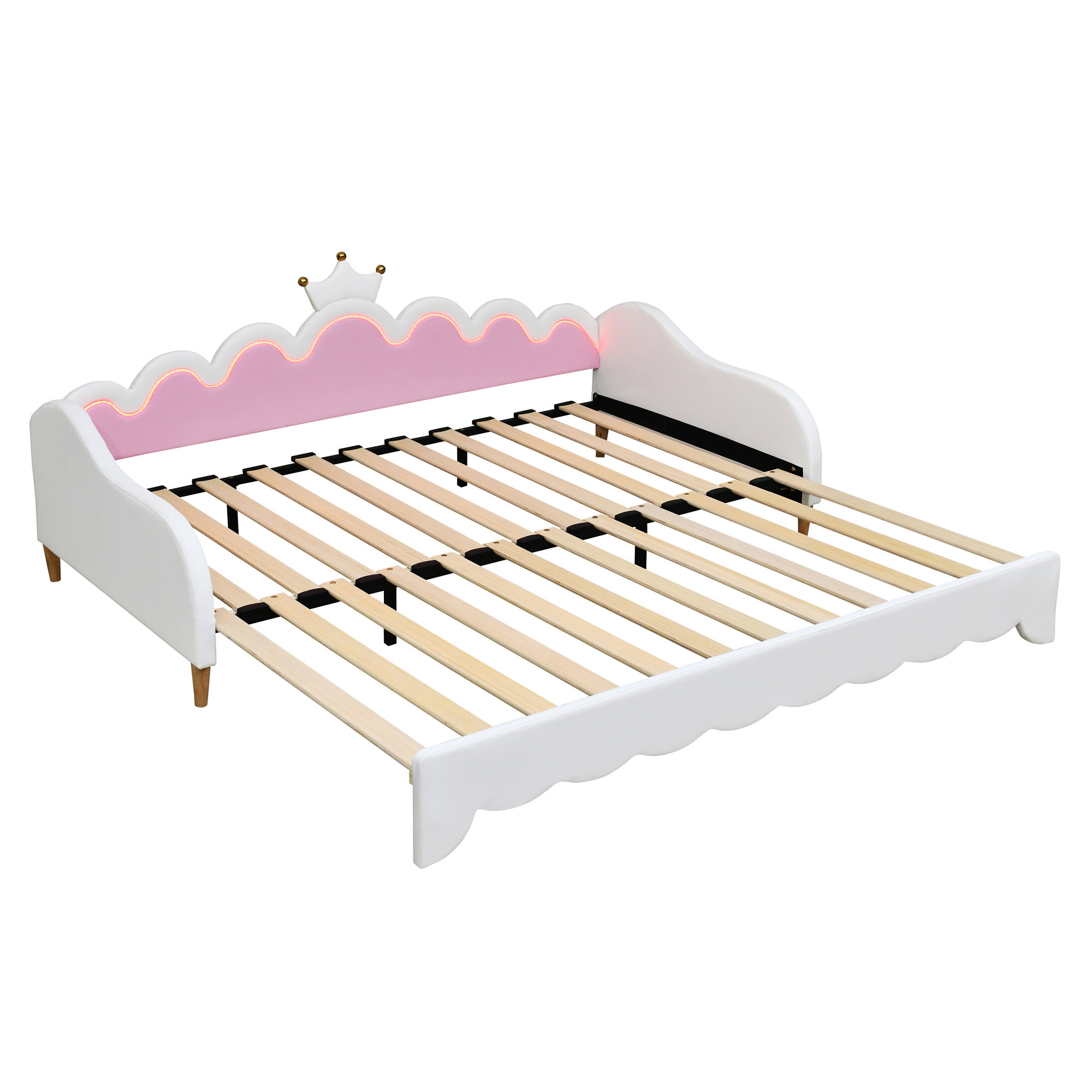 Gemma Violet Modern Daybed Twin Extending Princess Daybed With Led ...
