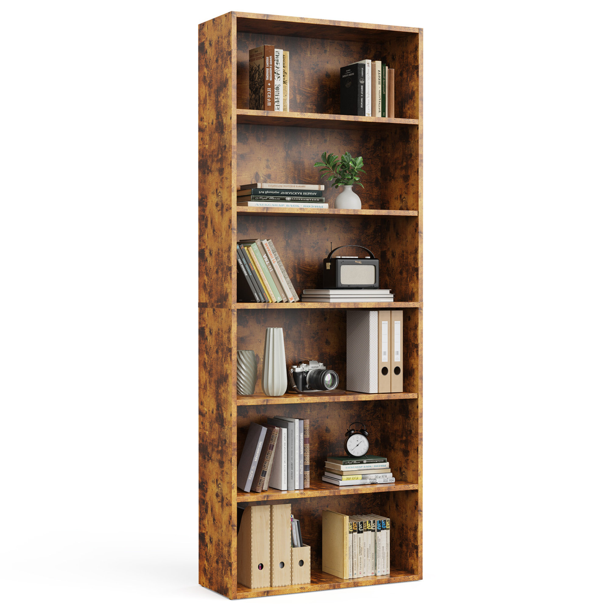 17 Stories Industrial 6-tier Bookcase With Reinforced Stability And ...