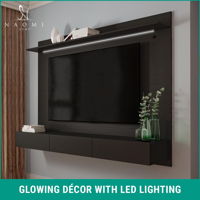 INKEDZ Modern Wall Mounted Entertainment Center, Floating TV Natural ...