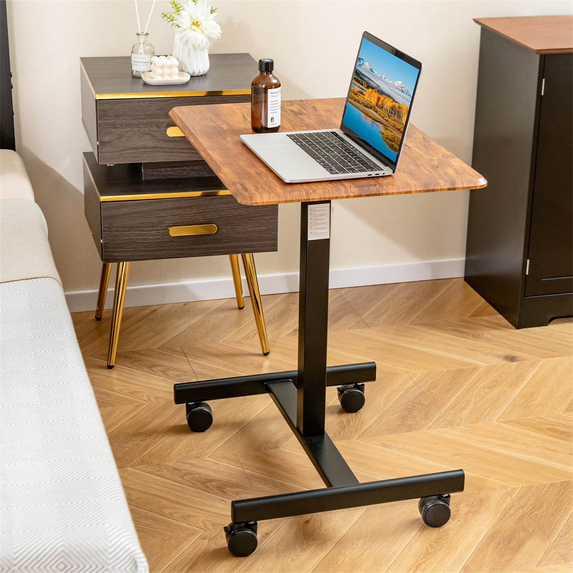 Borough Wharf Mobile Standing Desk, Height Adjustable, Rolling Computer ...