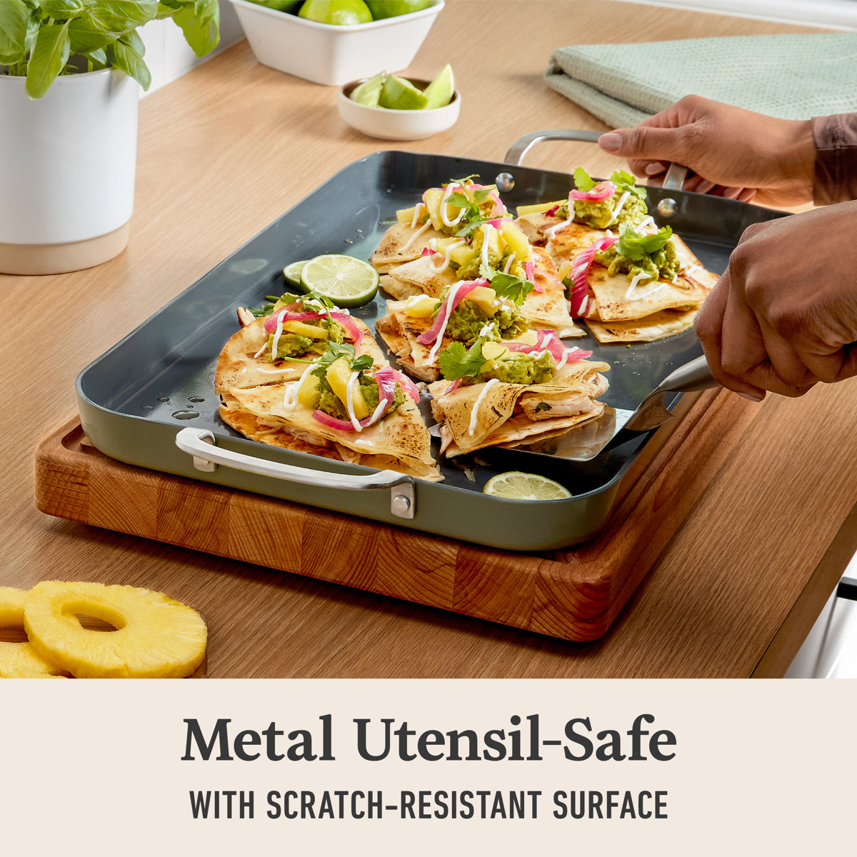 Calphalon Ceramic Nonstick Double Stovetop Griddle, Silver Ash ...