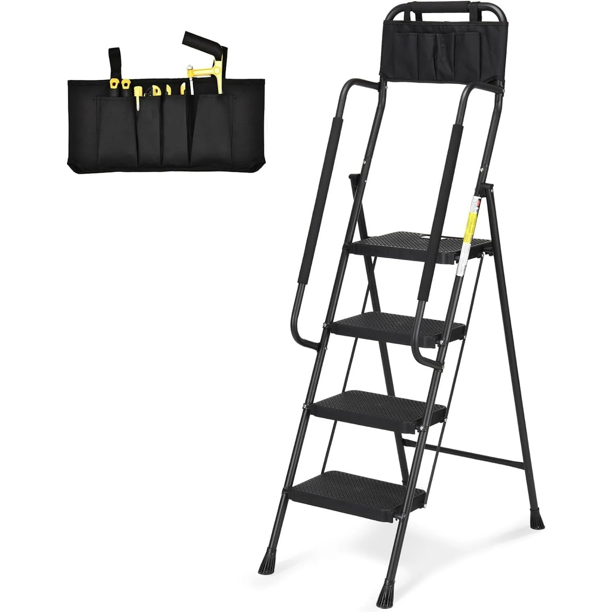 WFX Utility™ 4 Step Ladder with Handrails, Folding Step Stool with ...