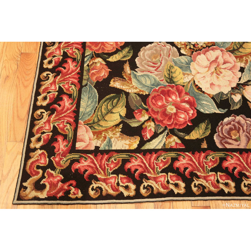 Nazmiyal Collection Floral Antique English Jewel Tone Needlepoint Rug ...