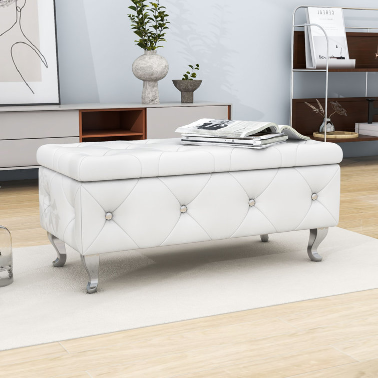 Mercer41 Audrianne Faux Leather Upholstered Storage Bench | Wayfair