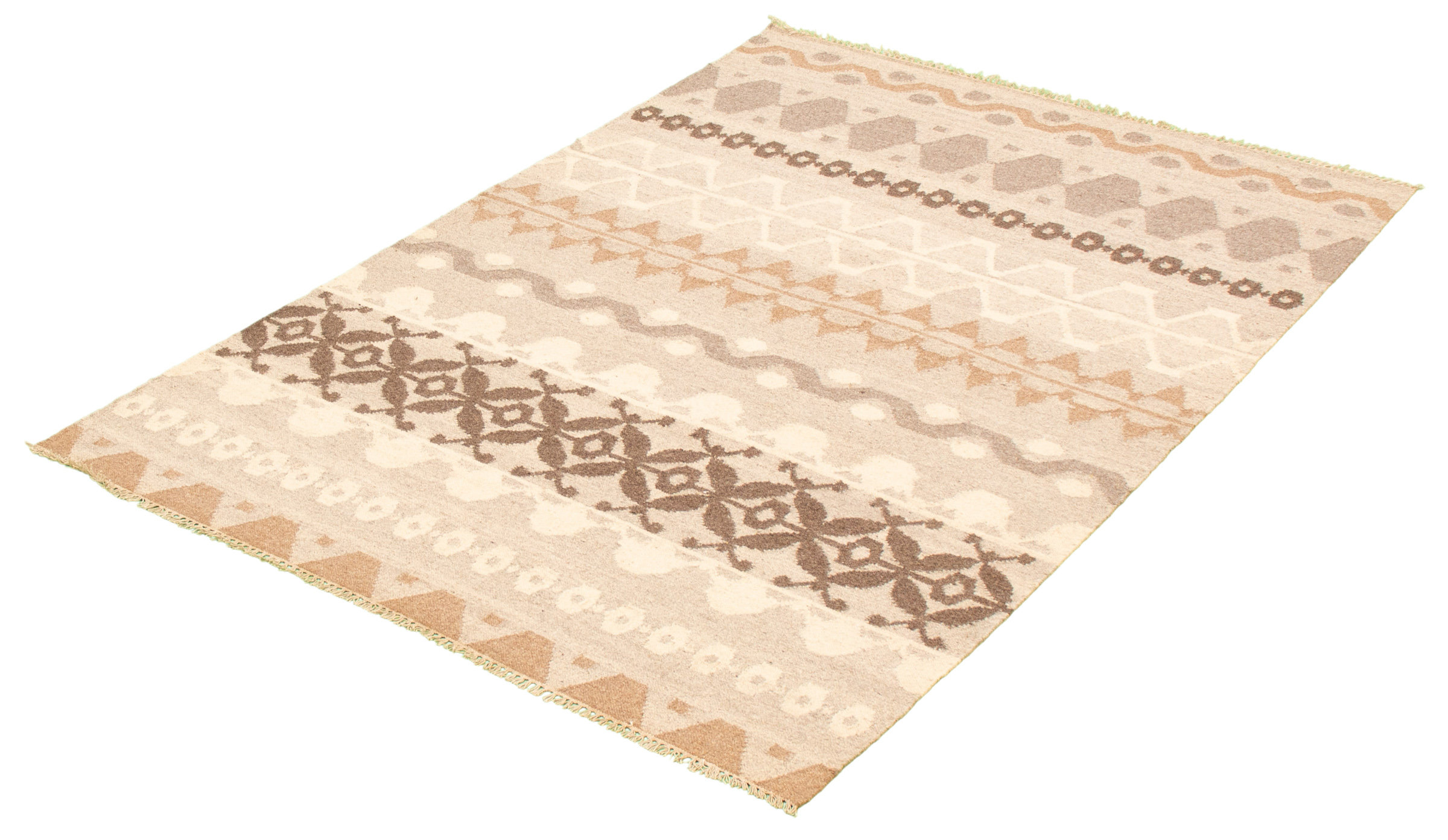 Foundry Select Geometric Handmade Kilim Wool Beige/Brown/Cream Area Rug ...