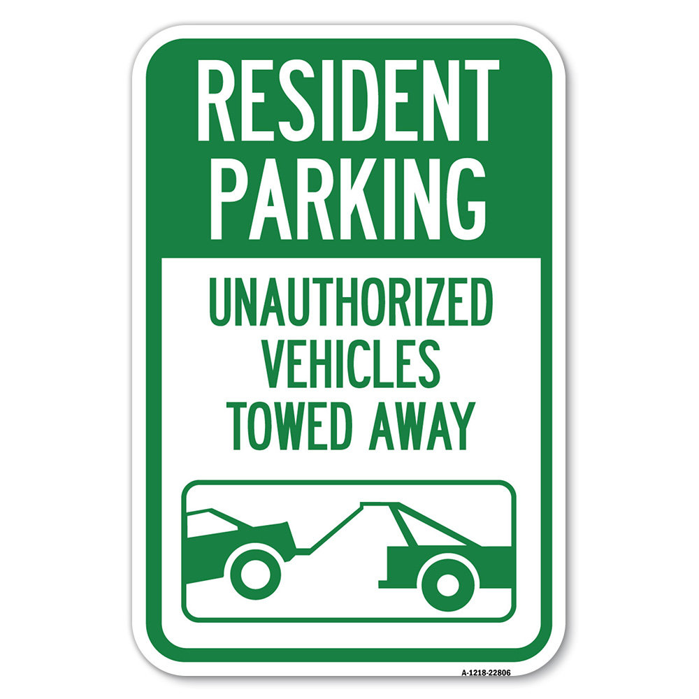 SignMission Tow Away Sign Resident Parking - Unauthorized Vehicles ...
