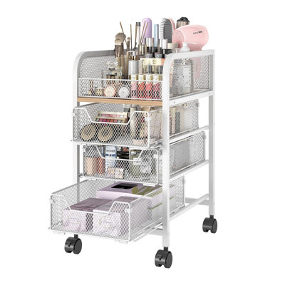 17 Stories Rolling Makeup Cart Organizer With 4 Drawers, Floor Skincare ...