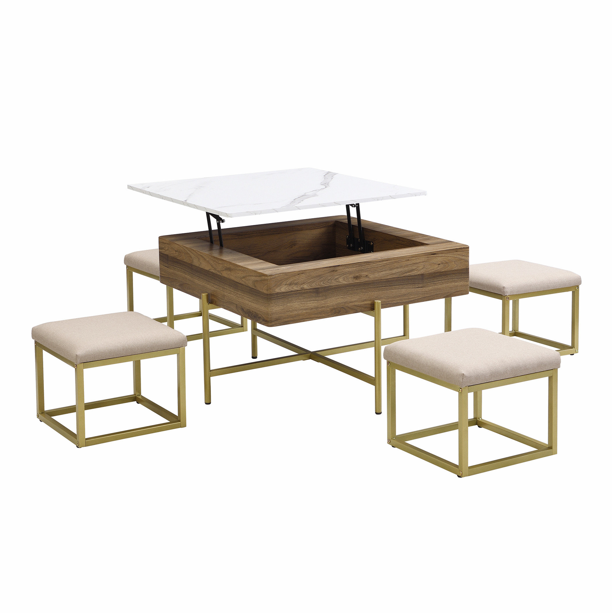 Everly Quinn Modern Square Lift - Top Coffee Table Set with Storage and ...