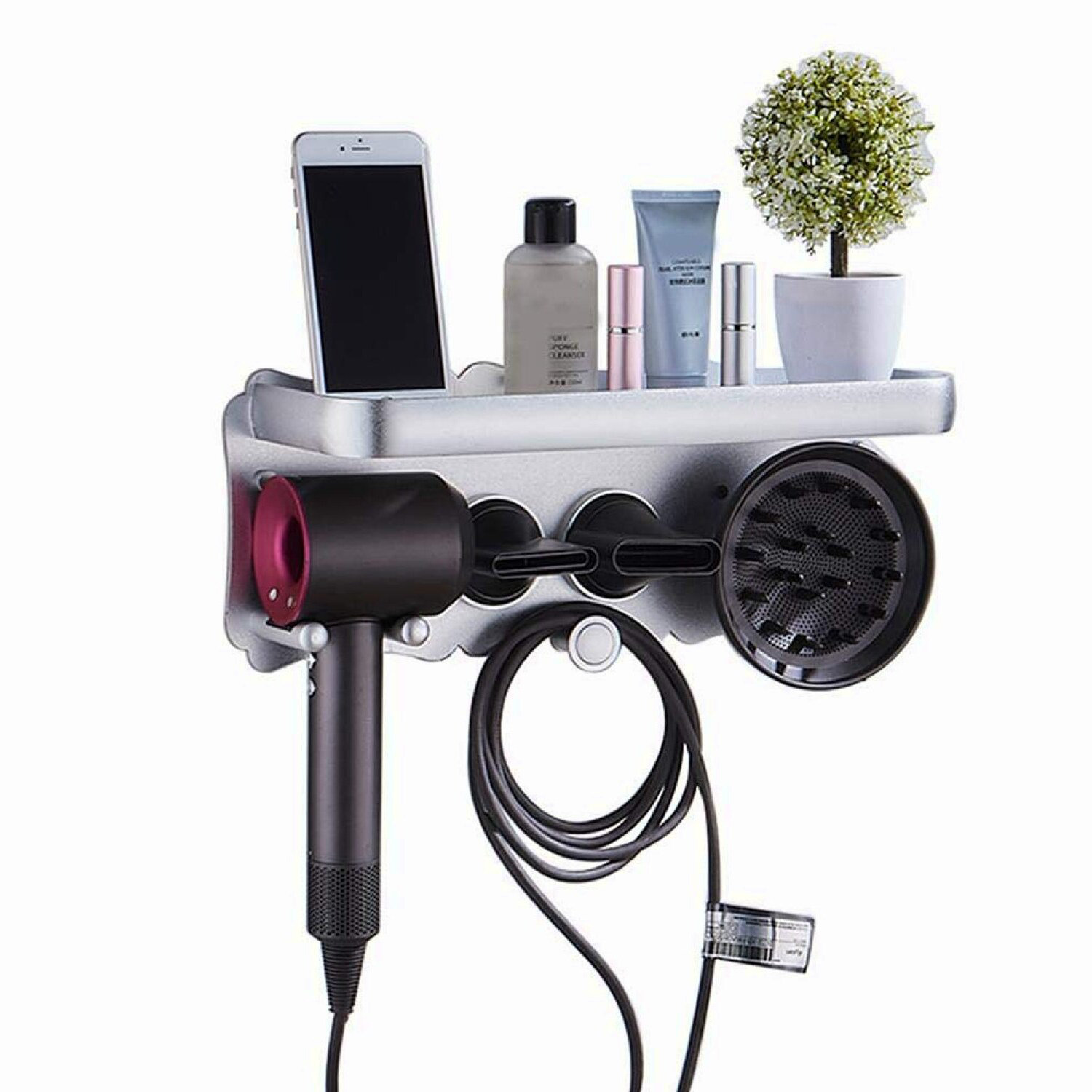 Orren Ellis Magnetic Supersonic Hair Dryer Wall Mount Holder - Metal ...