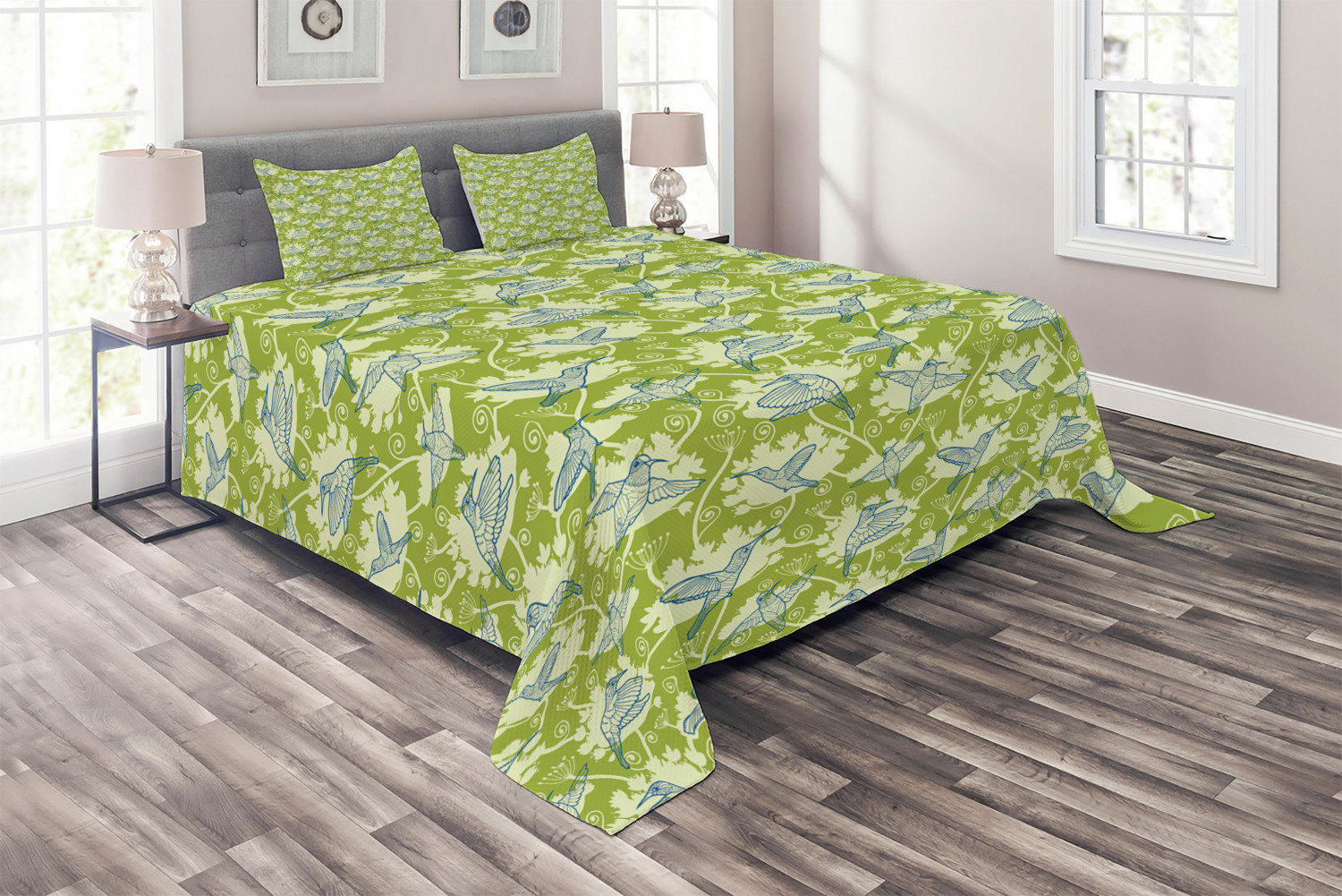 Ambesonne Lime Microfiber Farmhouse/Country 3 Piece Coverlet ...