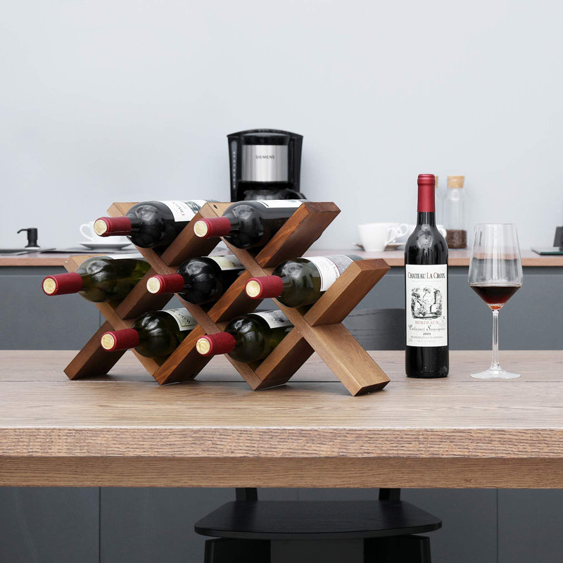 Latitude Run® Diannne 7 Bottle Solid Wood Freestanding Wine Bottle Rack ...