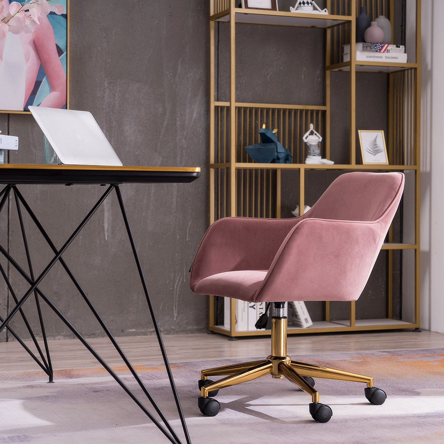 GZMWON Adjustable Height 360 Revolving Home Office Chair-34.01" H x 22. ...