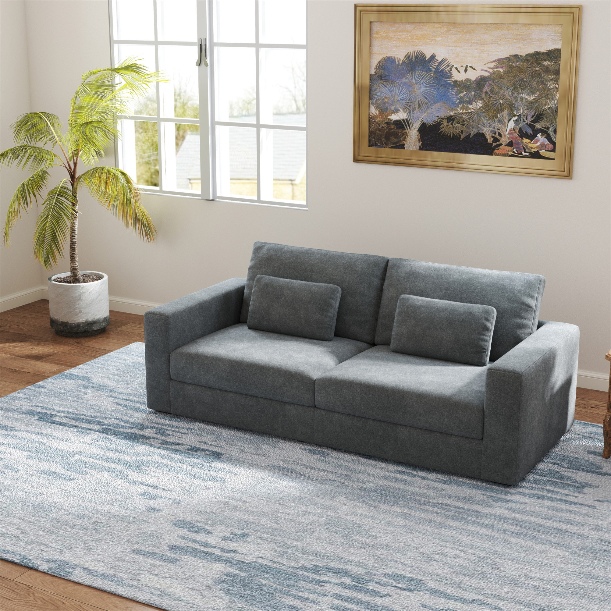 Latitude Run® Comfortable 3-Seater Sofa With Detachable Cover And ...
